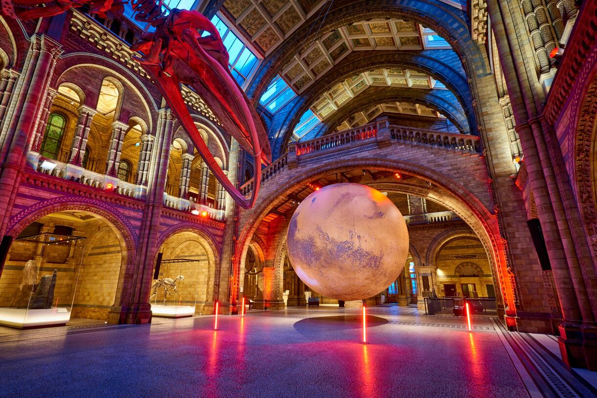 A giant replica of Mars is installed at the Natural History Museum in ...